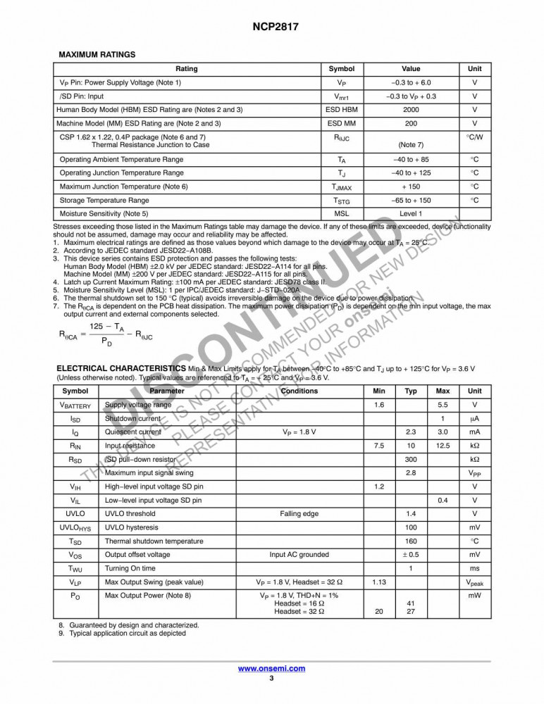 NCP2817 datasheet page 3
