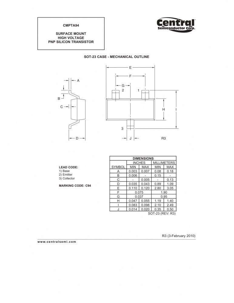 CMPTA94 TR PBFREE datasheet page 2