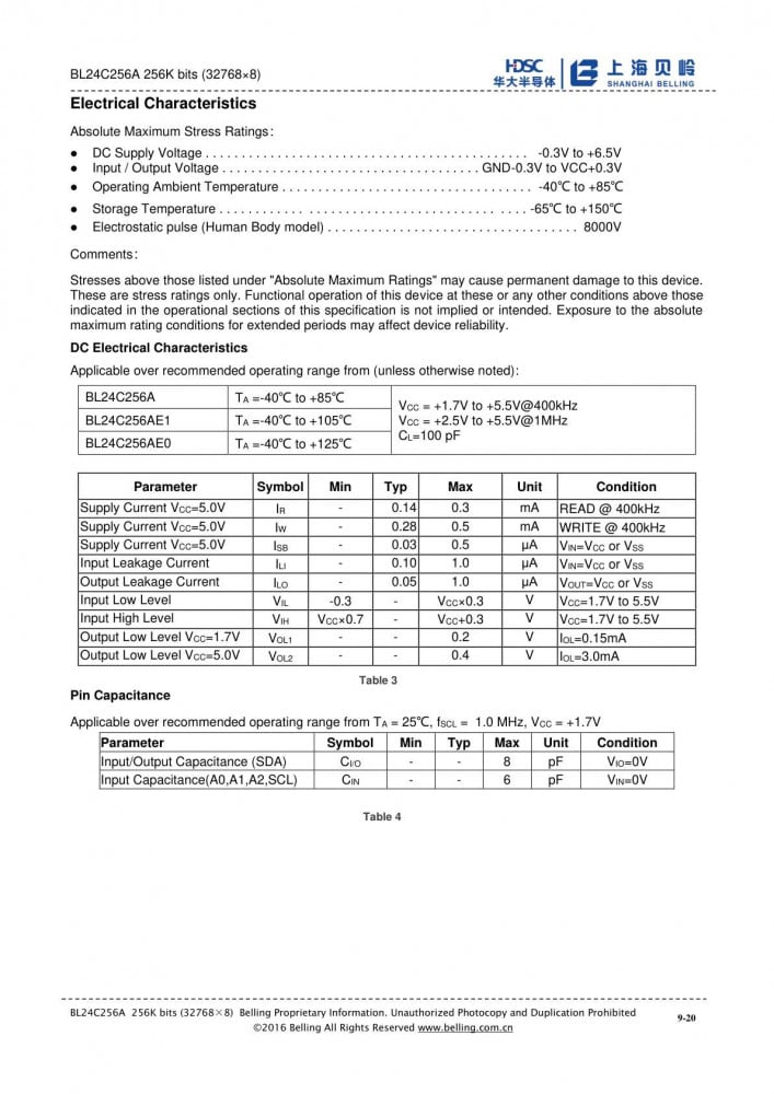 BL24C256AE0-PARC datasheet page 9