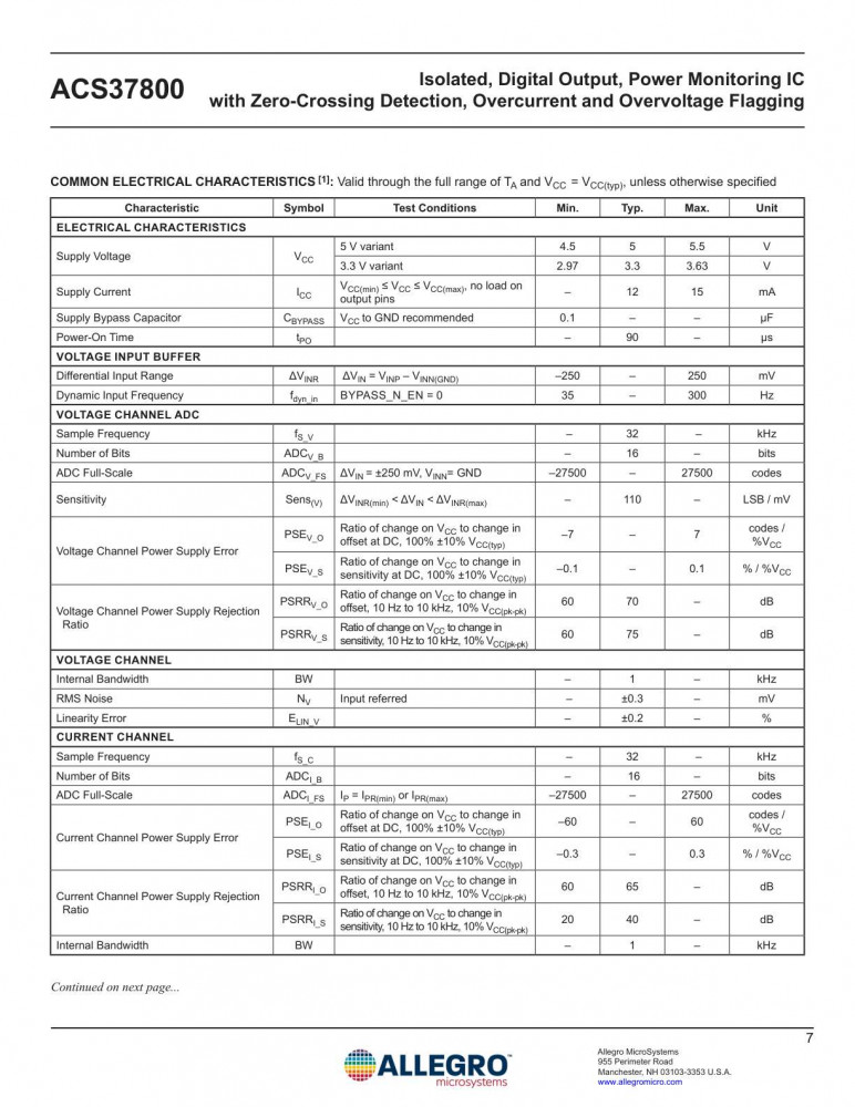 ACS37800 datasheet page 7