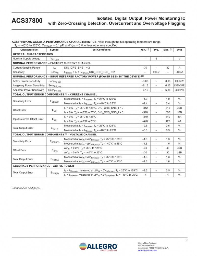 ACS37800 datasheet page 9
