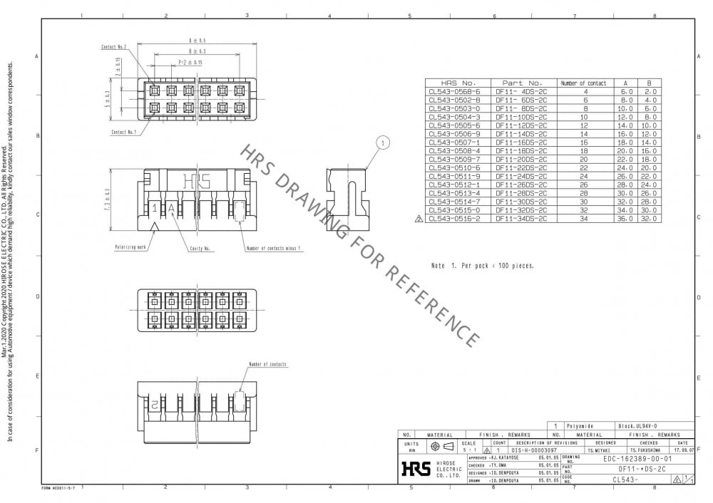 HRS DF11 series technical document preview