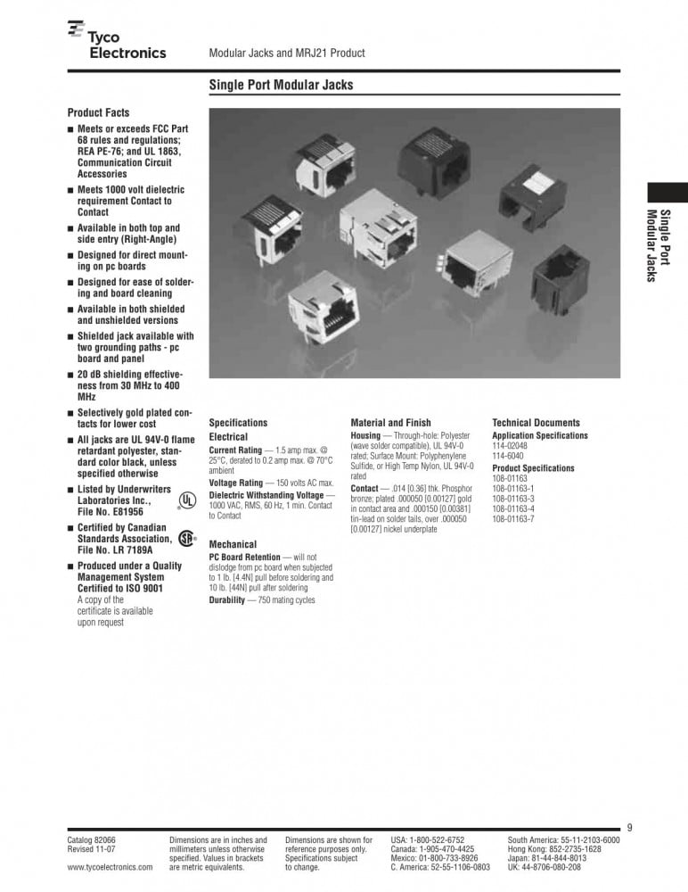 TE Connectivity modular jack document page 1