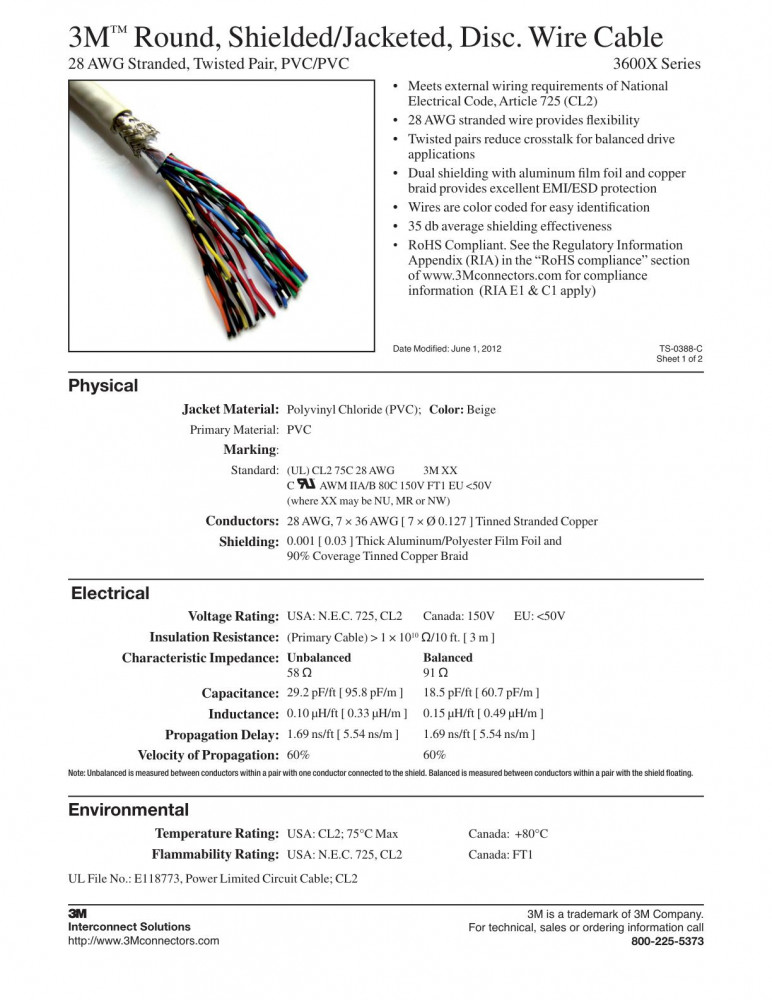 3M 3600X Series datasheet page 1