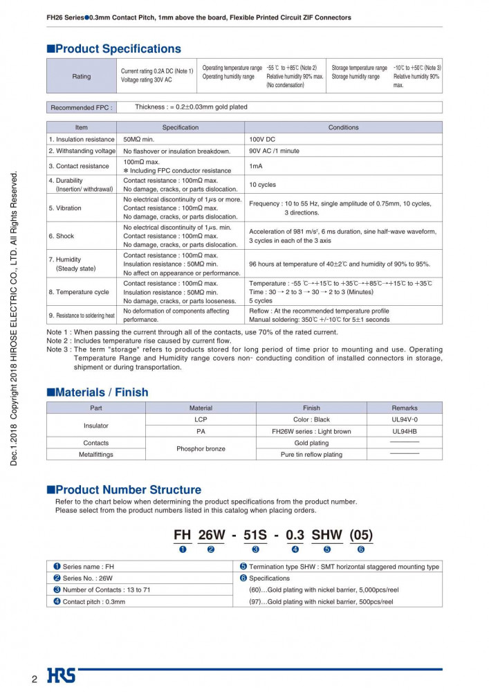 FH26 datasheet page 2