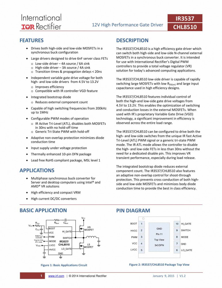 IR3537MTRPBF datasheet page 1