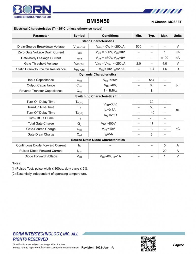 BMI5N50 datasheet page 2