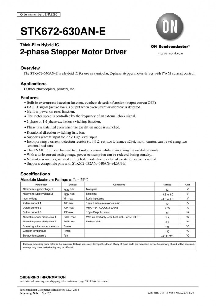 STK672-630AN-E datasheet page 1