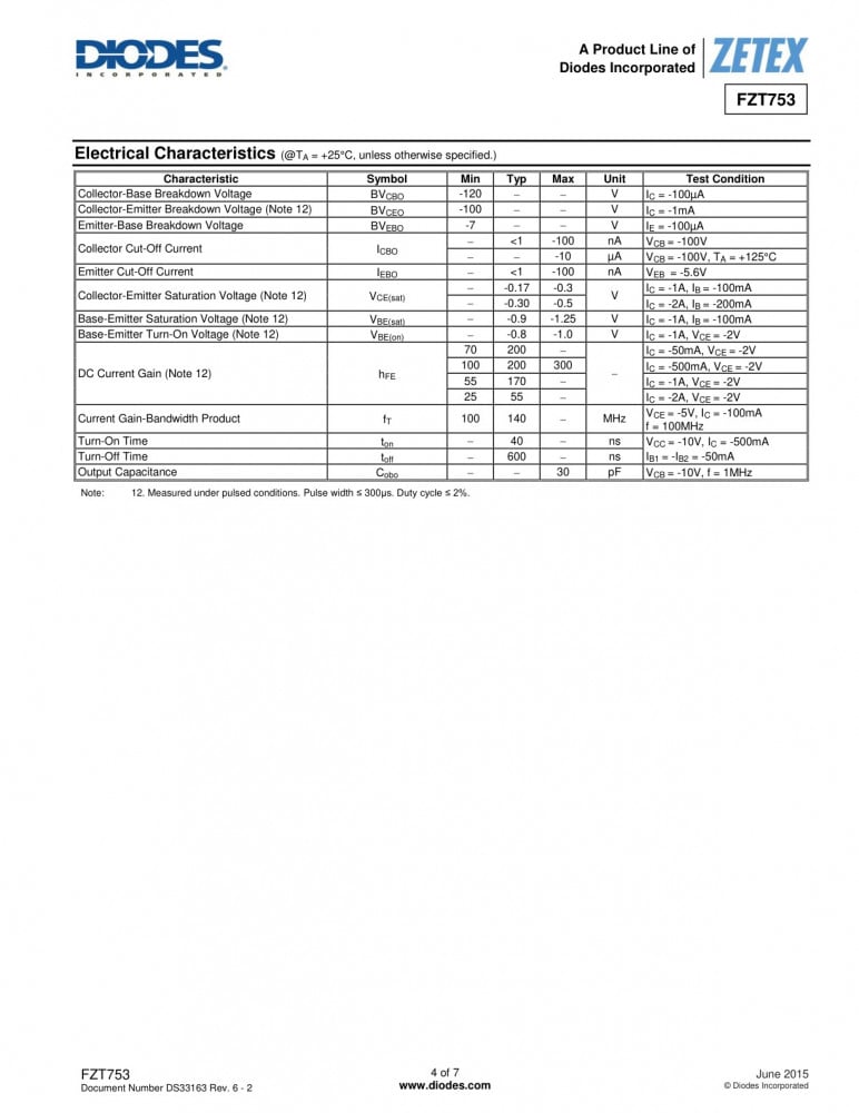 FZT753TA datasheet page 4