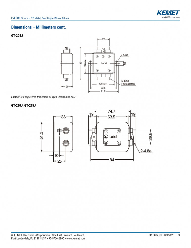 KEMET GT series document page 3