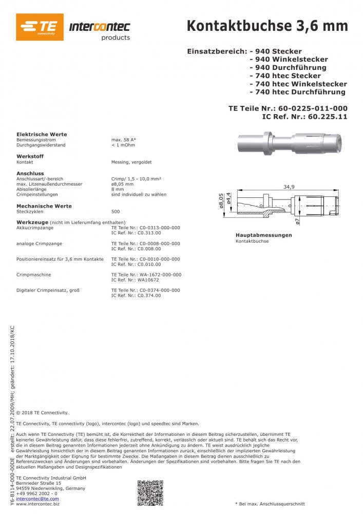TE Connectivity 60.225.11 technical document page 1