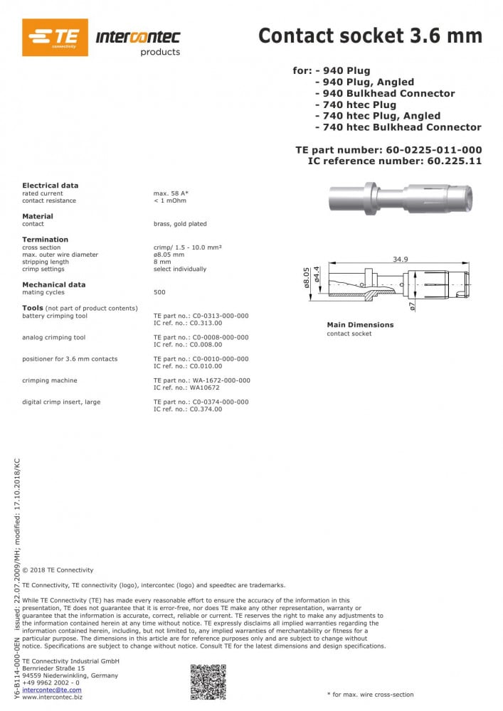 TE Connectivity 60.225.11 technical document page 2