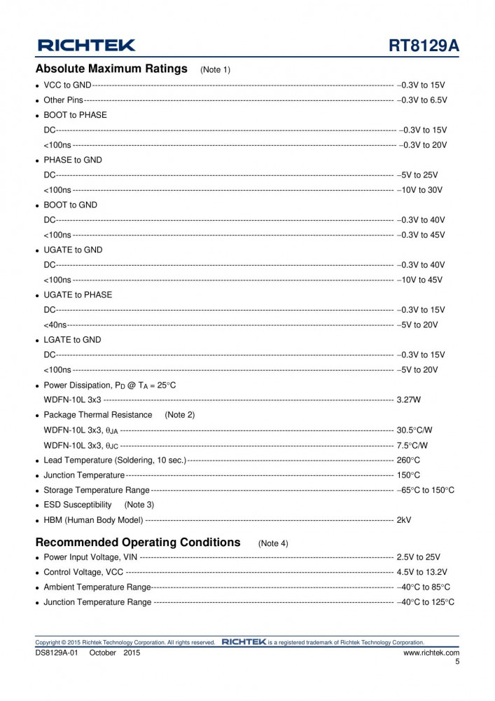 RT8129A datasheet page 5