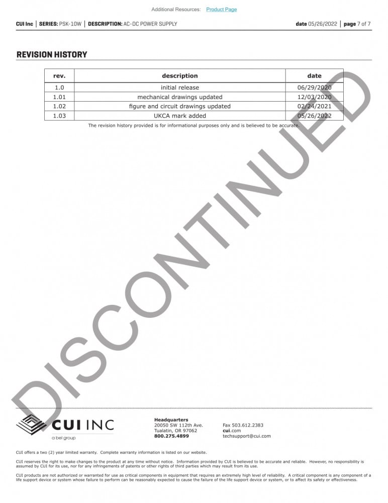 CUI PSK-10W series datasheet page 7
