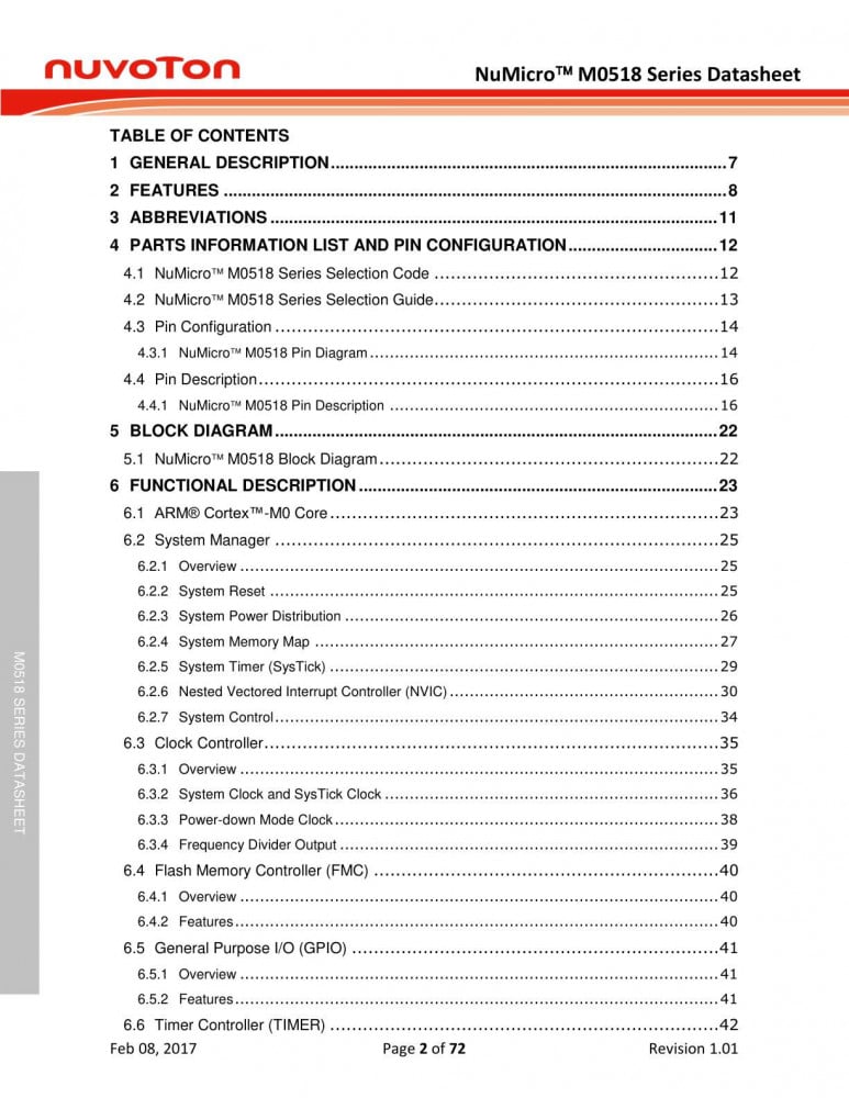 M0518 datasheet page 2