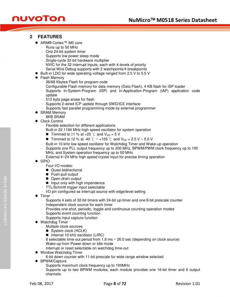 M0518 datasheet page 8