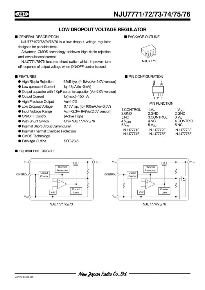 NJU7771 datasheet page 1