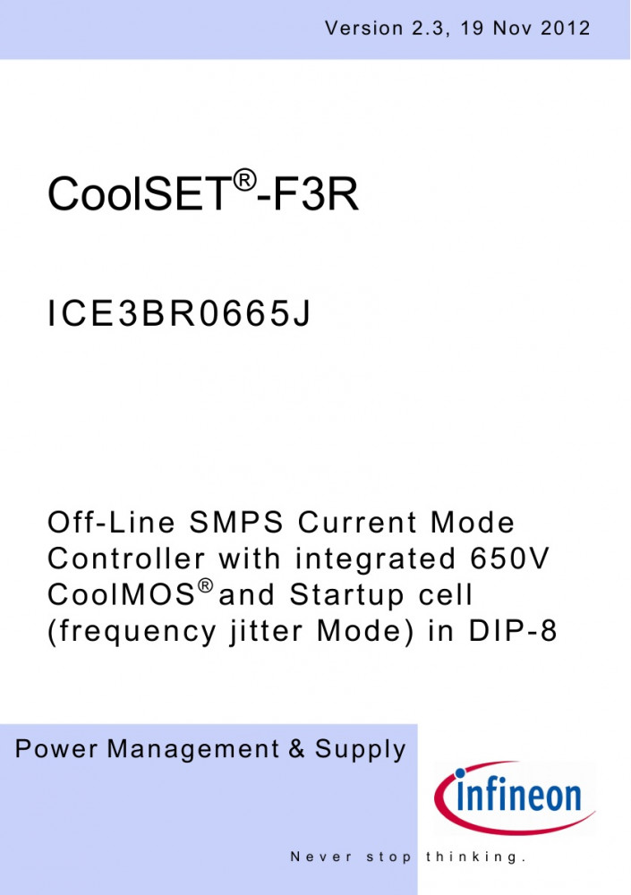 ICE3BR0665JXKLA1 datasheet page 1