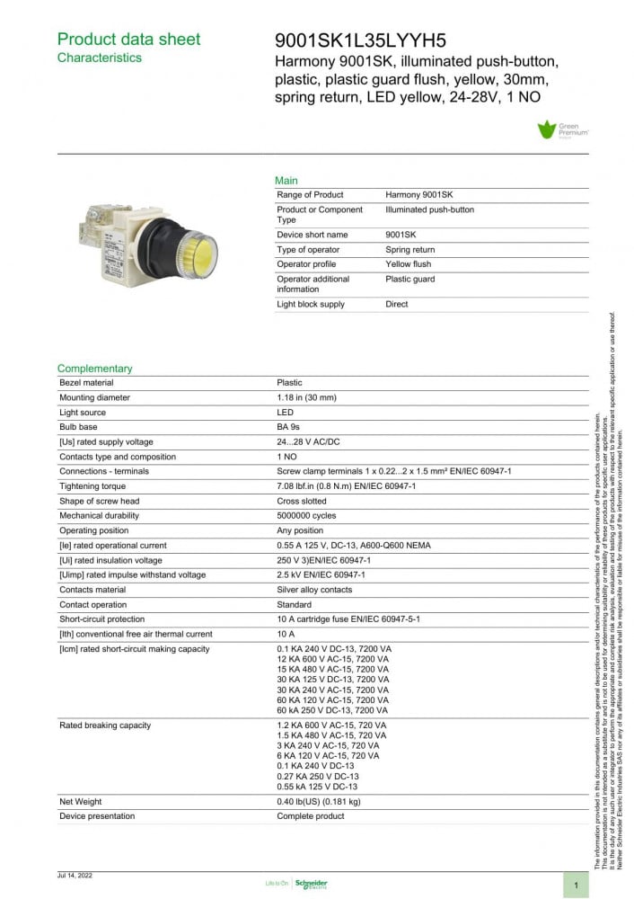 9001SK1L35LYYH5 technical document page 1