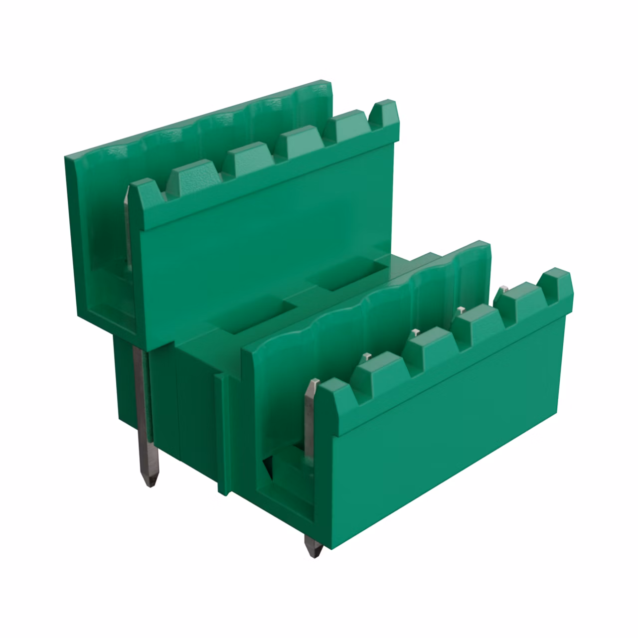 5.00mm Pitch Eurostyle Vertical Dual Level PCB Header, Open Ends, Green Housing, 10 Circuits for sale