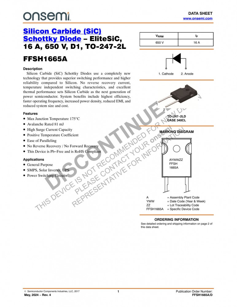 FFSH1665A datasheet page 1
