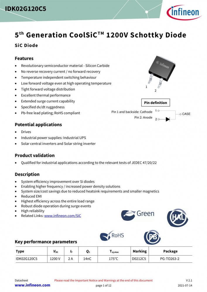IDK02G120C5XTMA1 datasheet page 1