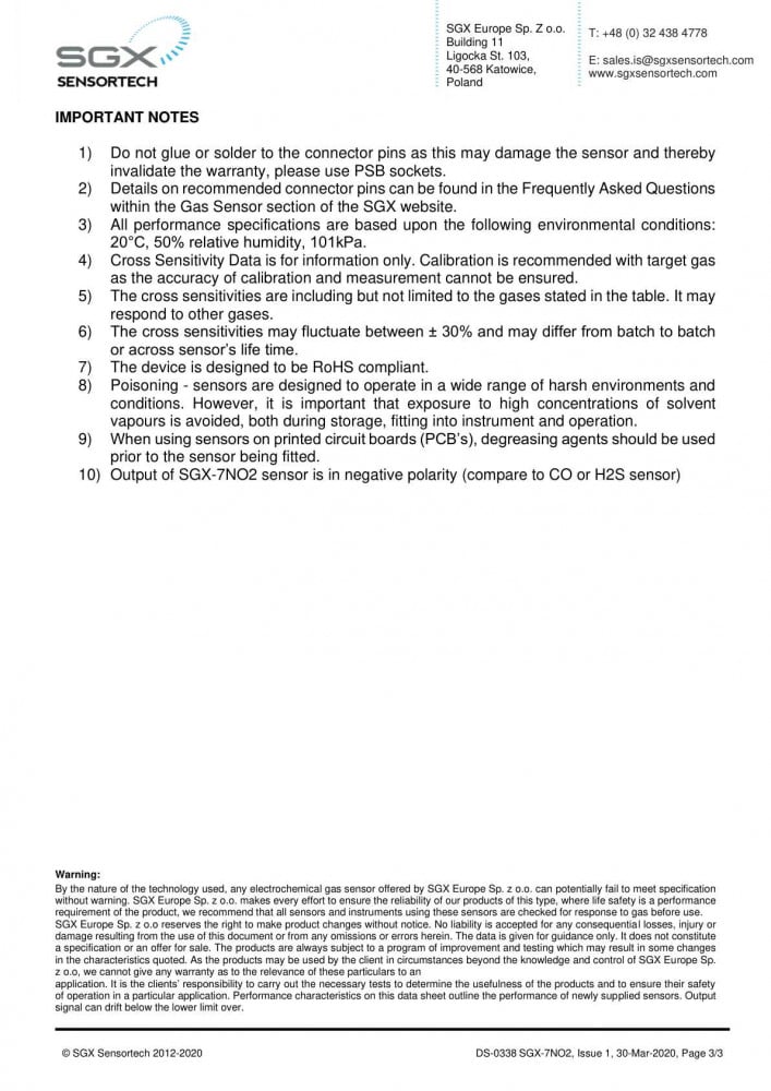SGX-7NO2 datasheet page 3