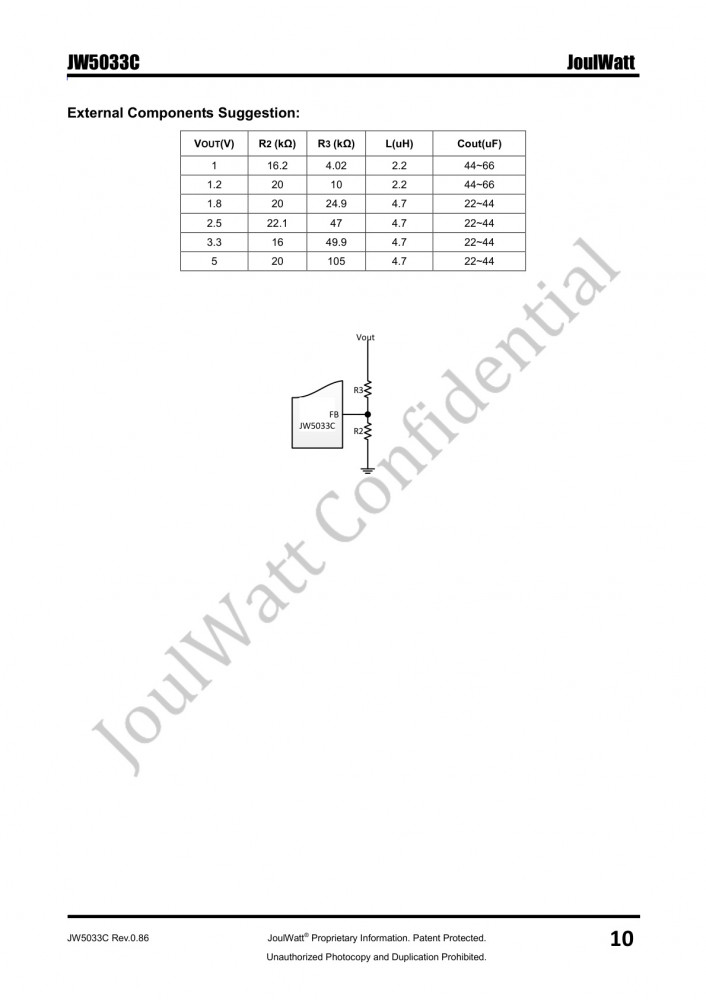 JW5033C datasheet page 10