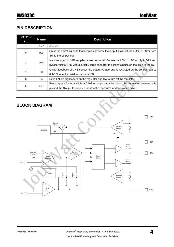 JW5033C datasheet page 4
