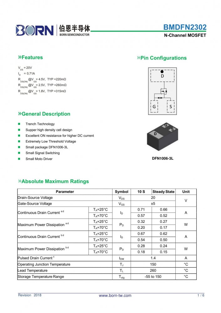 BMDFN2302 datasheet page 1