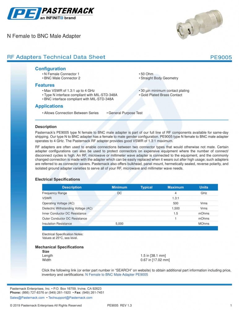 PE9005 technical document page 1