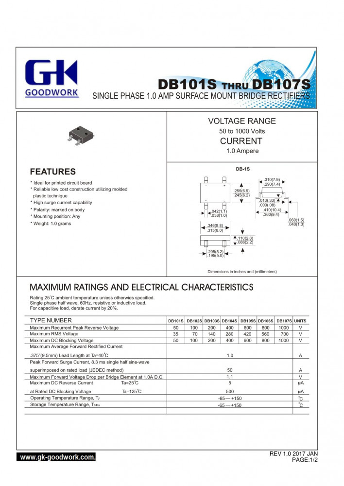 GOODWORK DB105S datasheet page 1