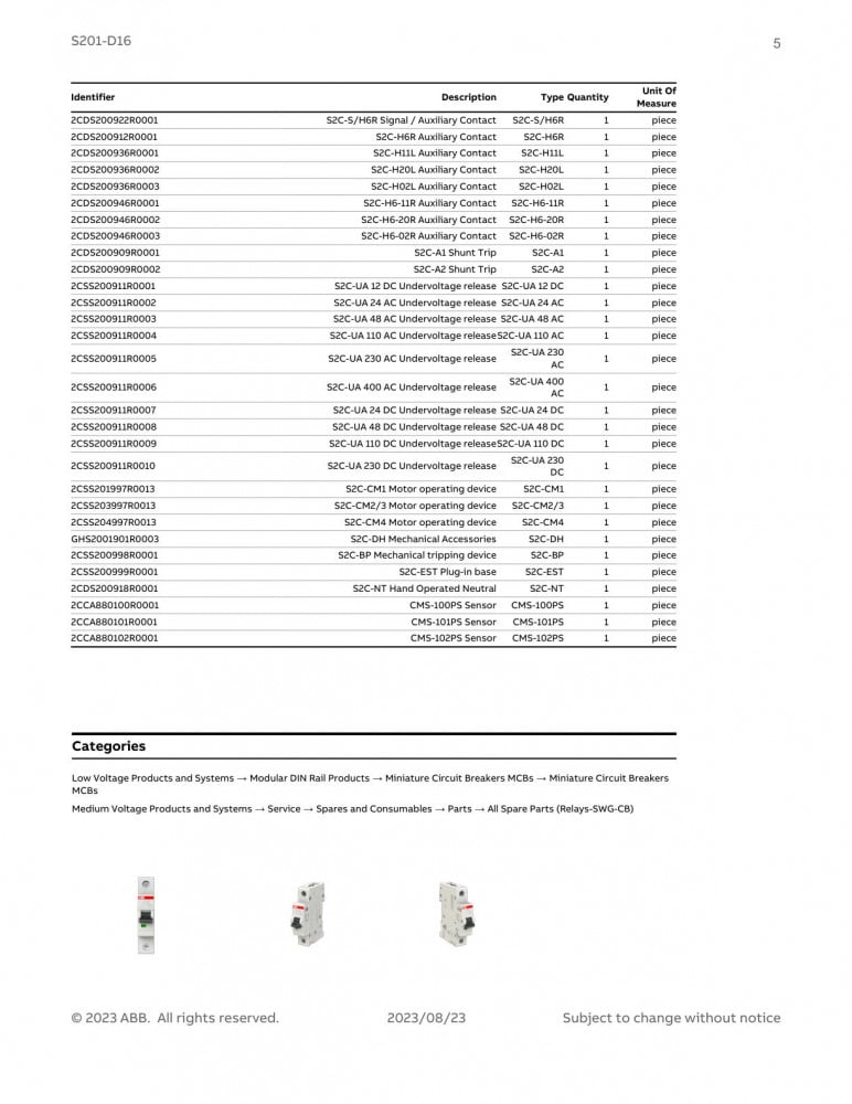 ABB S201-D16 technical document page 5