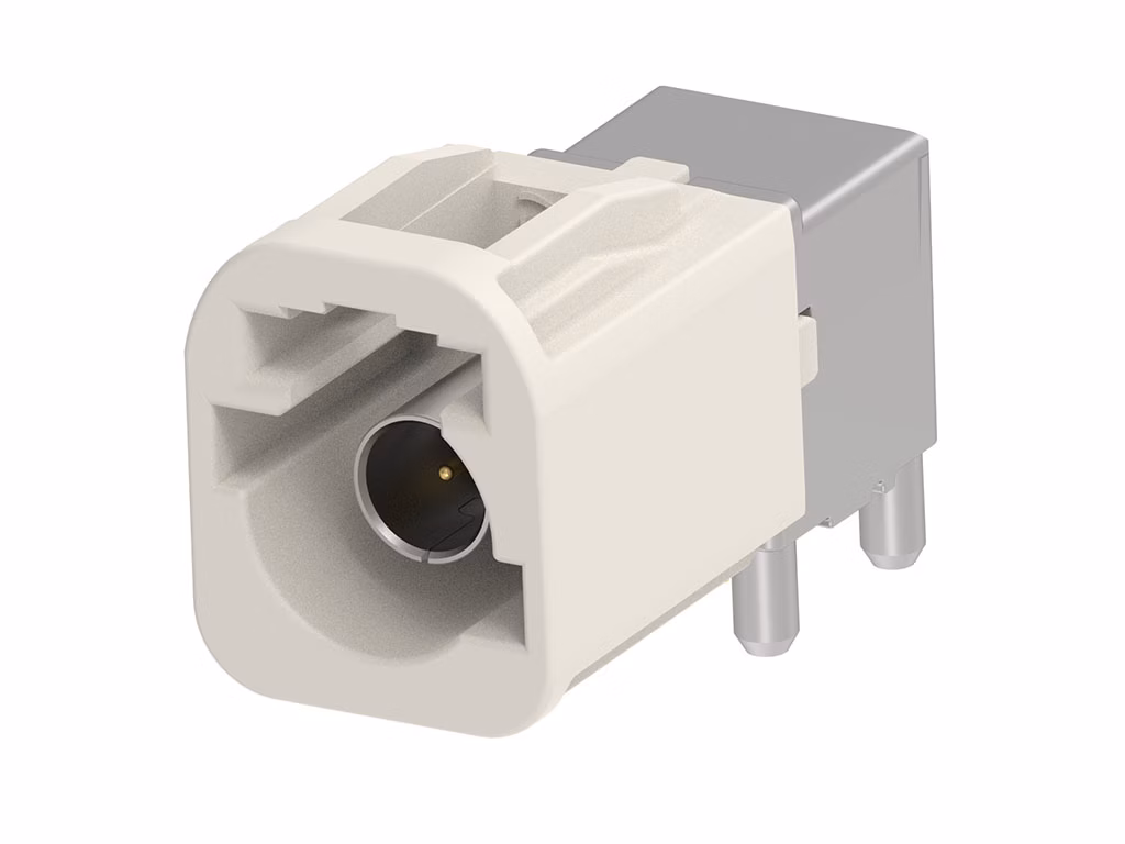 High-Speed FAKRA Mini (HFM) Single Header, 1x1, Right-Angle, Through Hole, Key B, White, 50 Ohms for sale