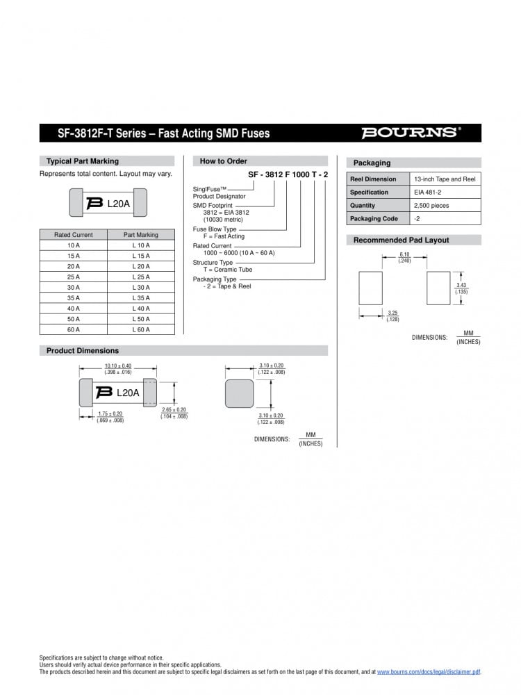 BOURNS SF-3812F-T Series datasheet page 3