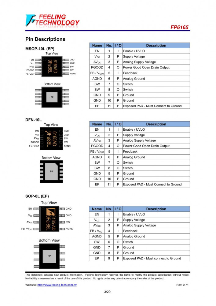 FP6165ADXR-G1 datasheet page 3