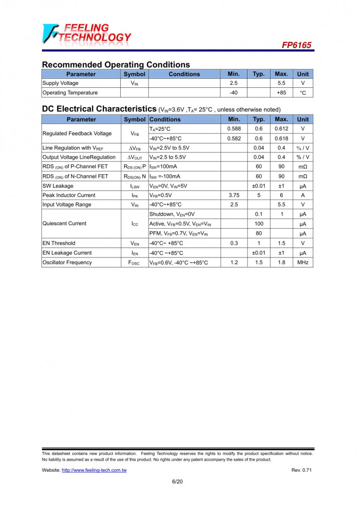 FP6165ADXR-G1 datasheet page 6
