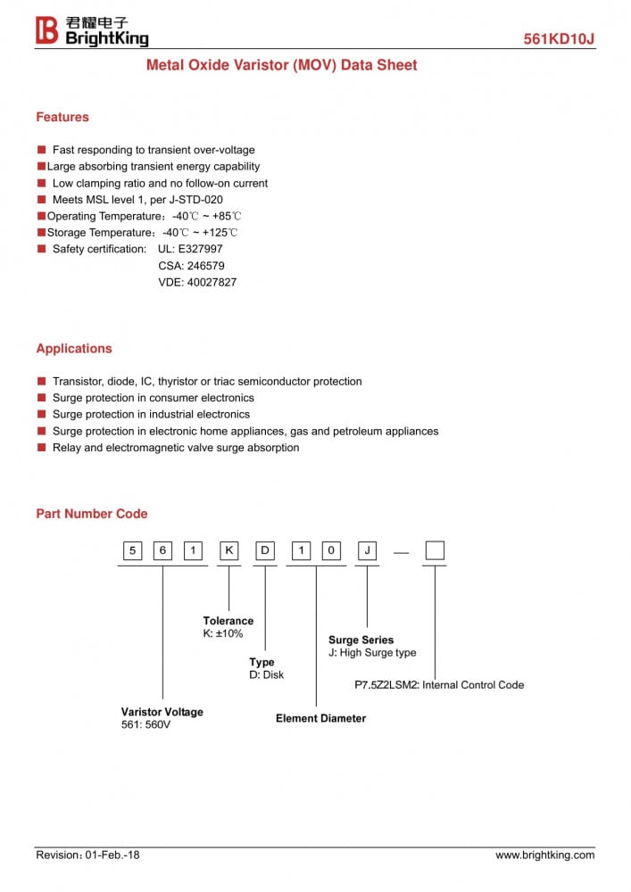 561KD10J-Z2LSM2 datasheet page 1