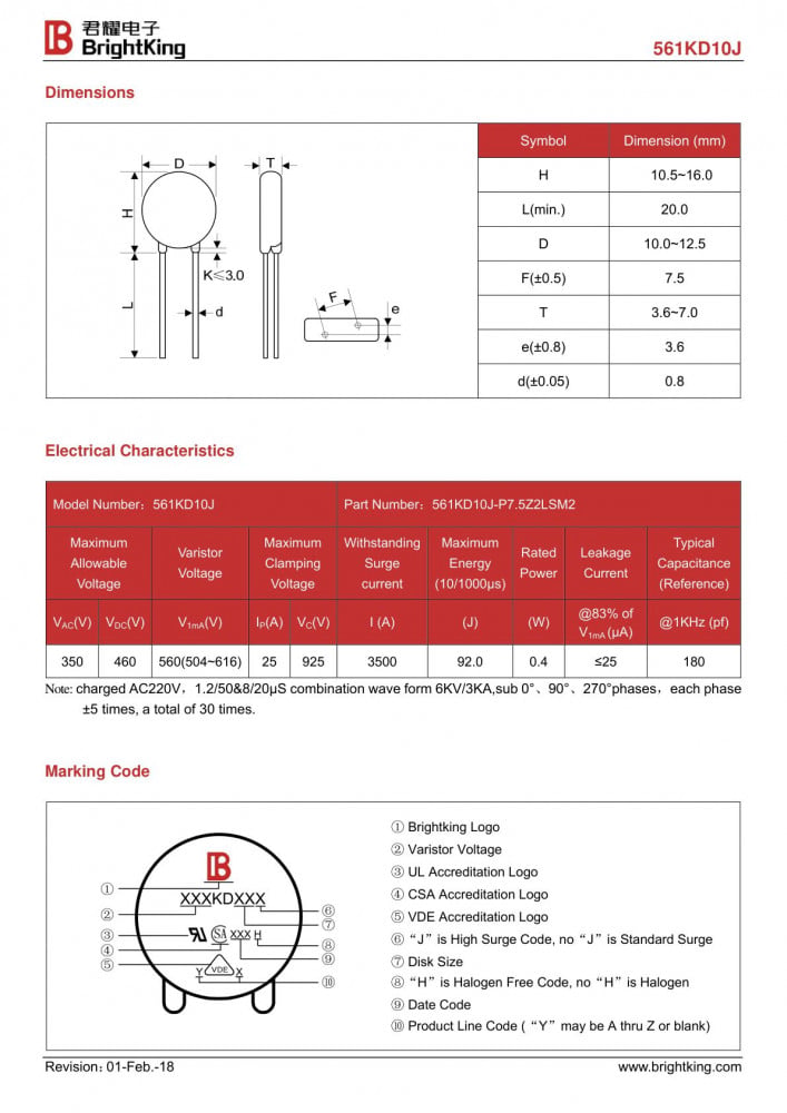 561KD10J-Z2LSM2 datasheet page 2