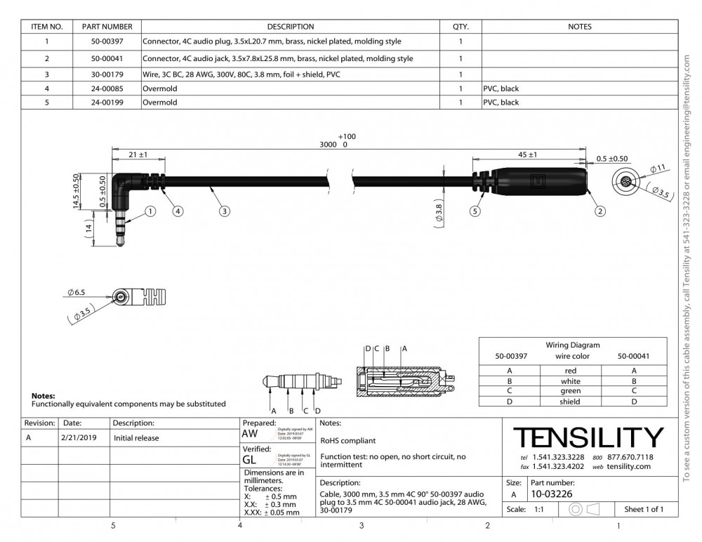 Tensility International 10-03226 product drawing