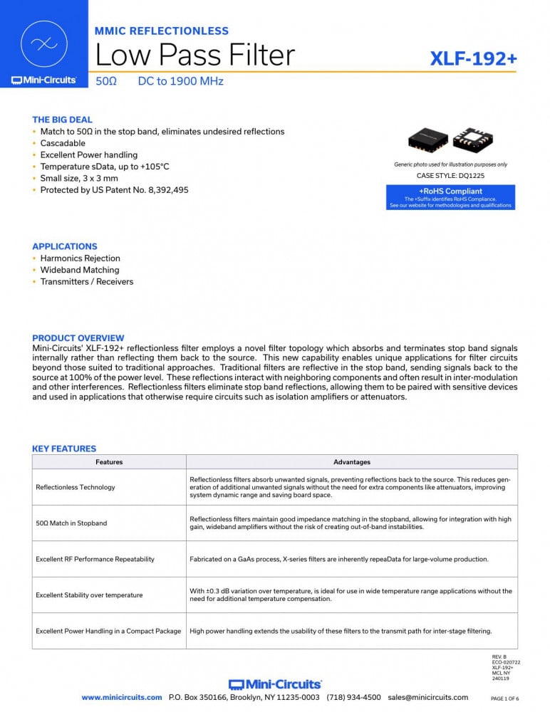 XLF-192+ datasheet page 1
