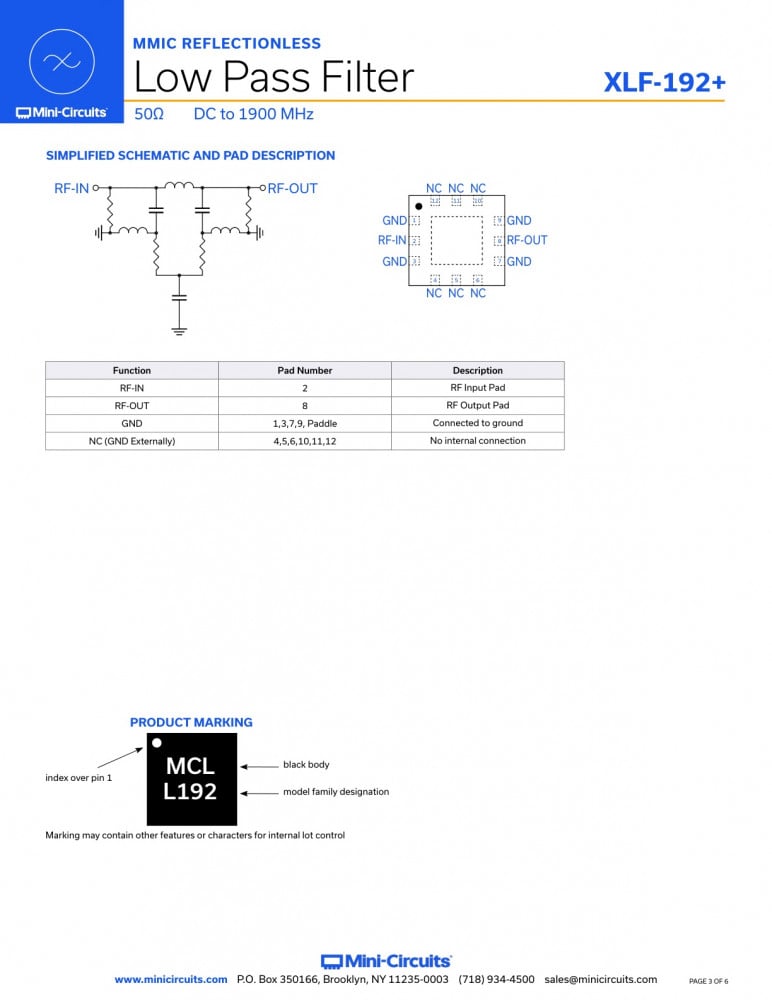 XLF-192+ datasheet page 3