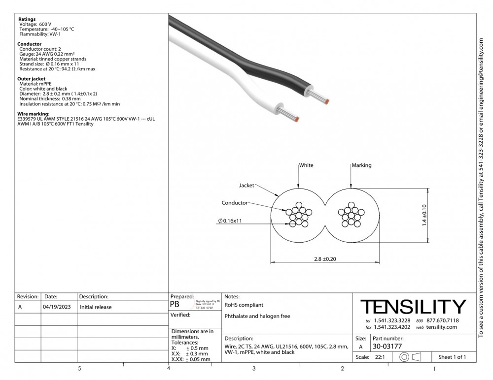 Tensility International 30-03177 product drawing