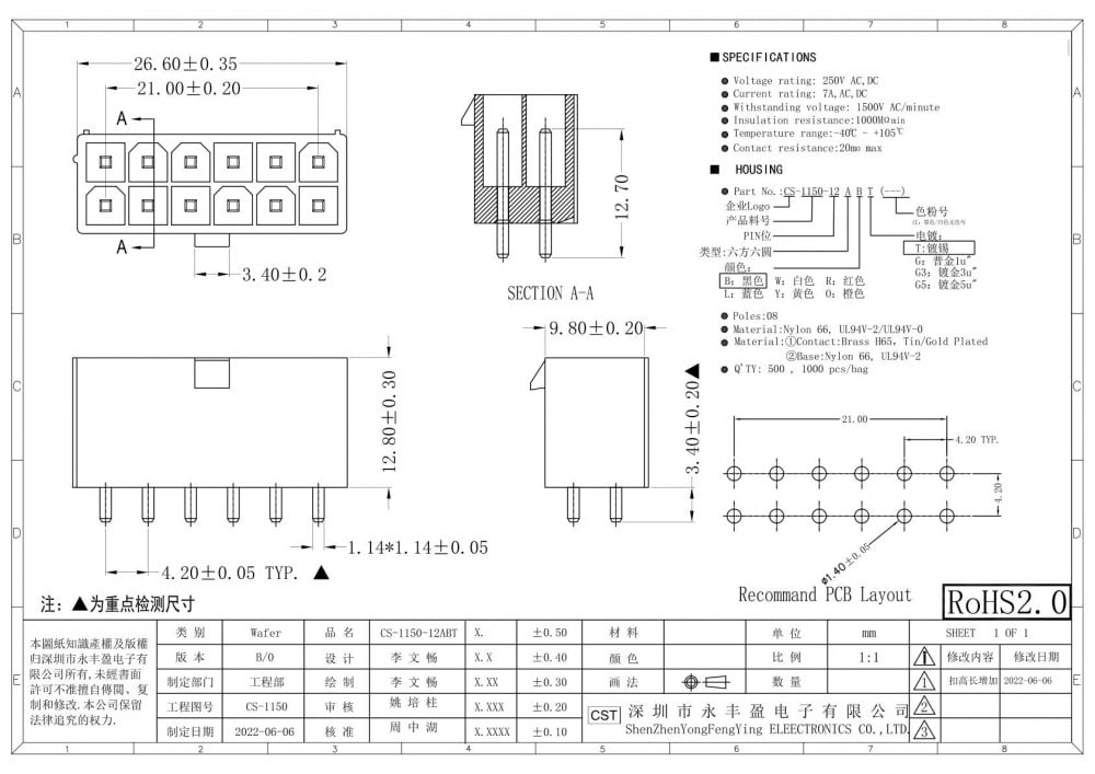 CST CS-1150-12ABT product drawing