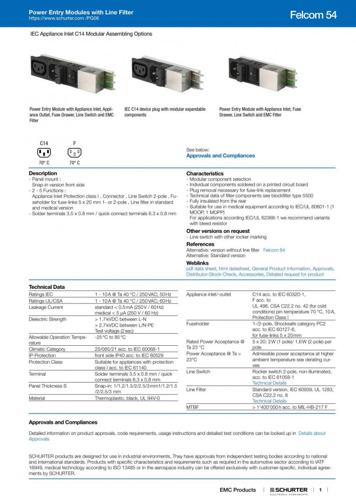 SCHURTER 5424.1151.151 datasheet page 1