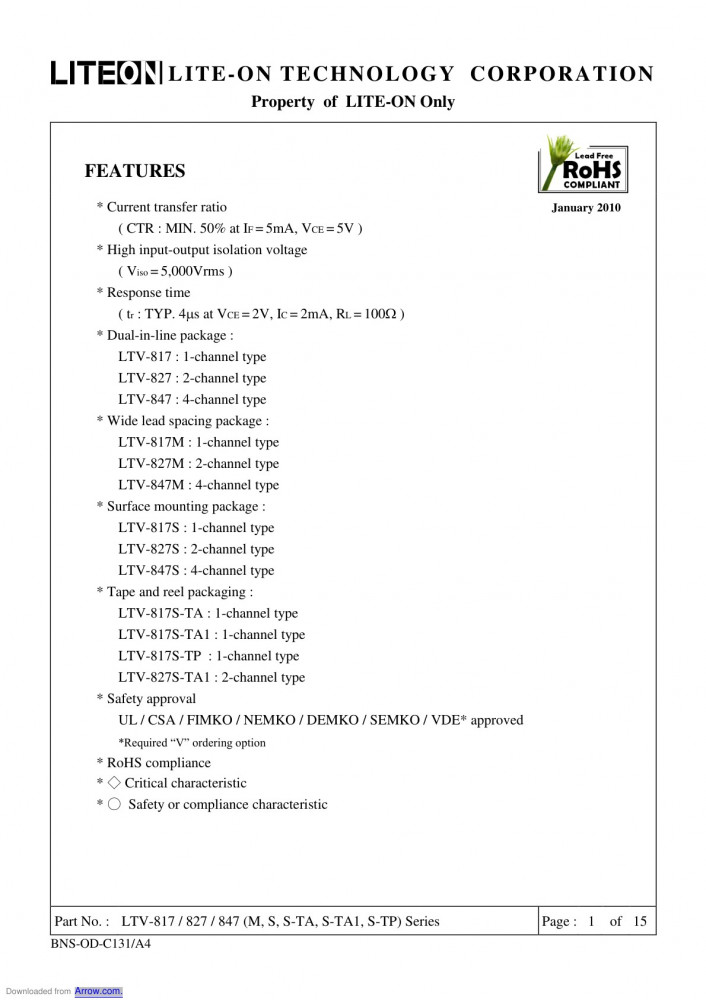 LTV-817 series datasheet page 2