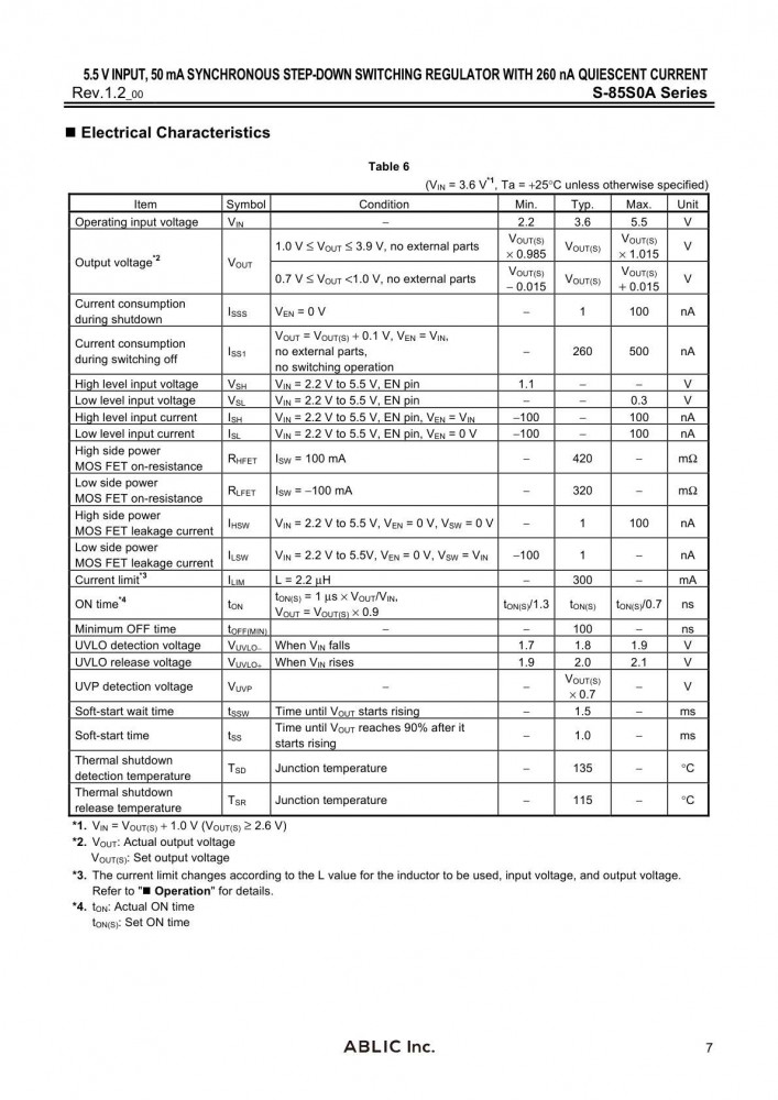 S-85S0A datasheet page 7