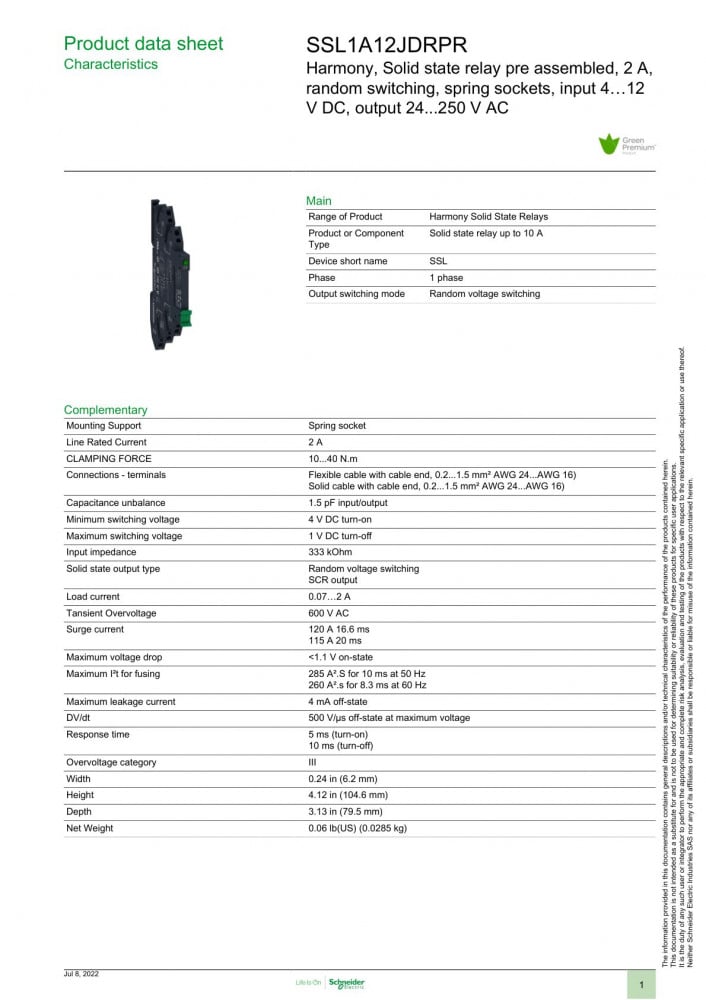 SSL1A12JDRPR technical document page 1