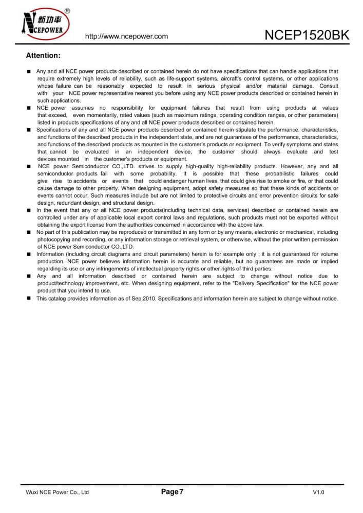 NCEP1520BK datasheet page 7