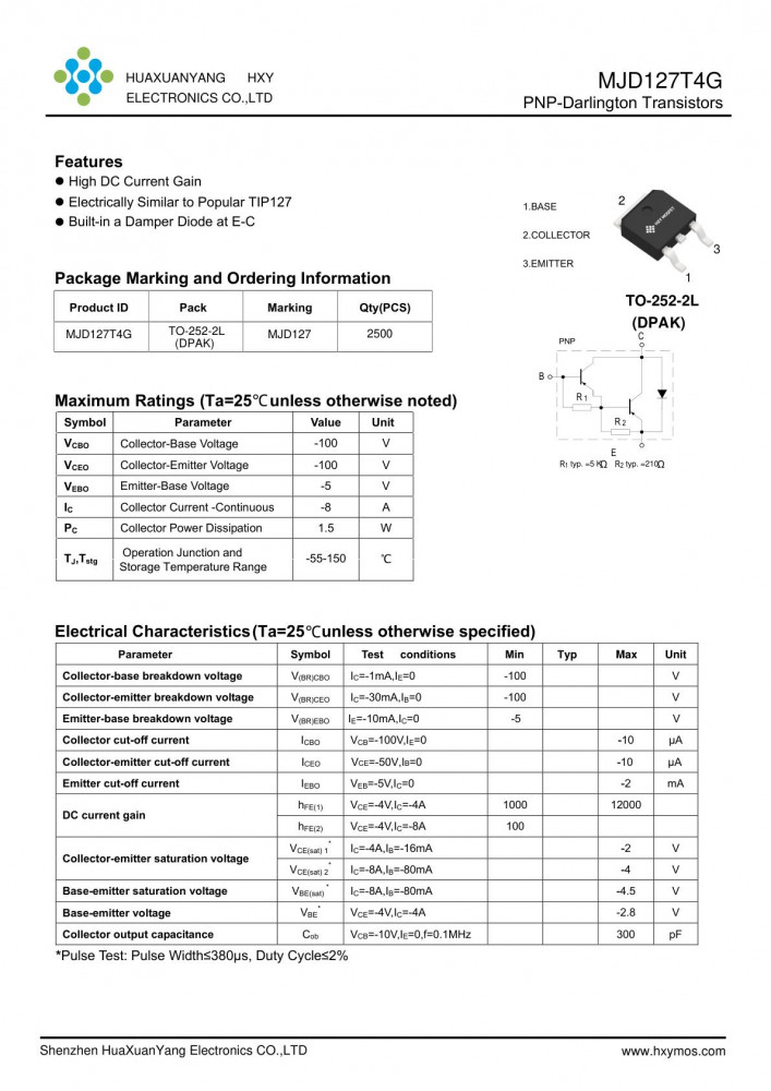 MJD127T4G-HXY datasheet page 1